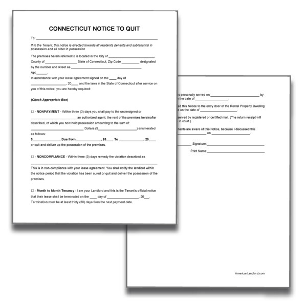 Connecticut Eviction Notices American Landlord